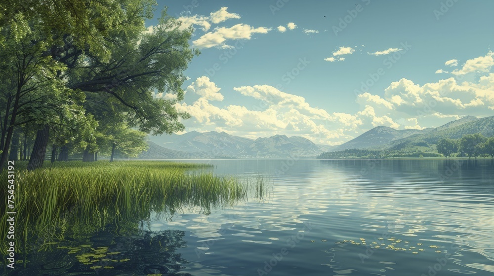 A tranquil lake view showcases managing water flow's vital role in ...