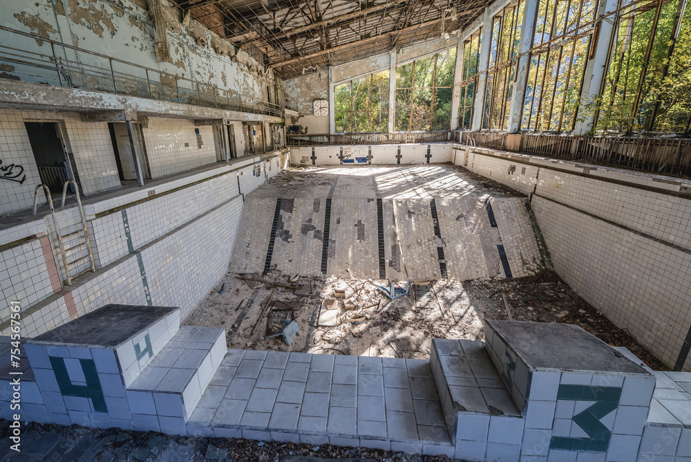 Azure Swimming Pool in Pripyat ghost city in Chernobyl Exclusion Zone ...