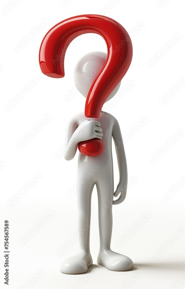 3d character: an inquisitive figure adorned with a dynamic question ...