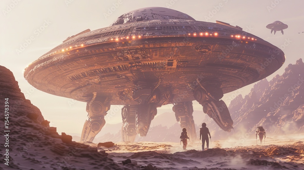 Scenes of peaceful or hostile encounters between humans and ...