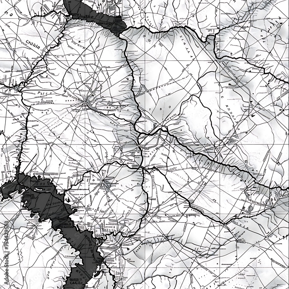 Black and white city routes map satellite vector grayscale black and ...
