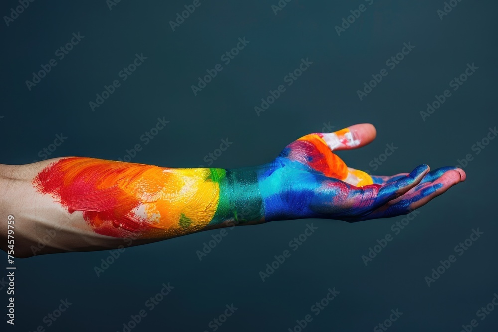 A hand with colorful paint on it is being held up. International Day ...