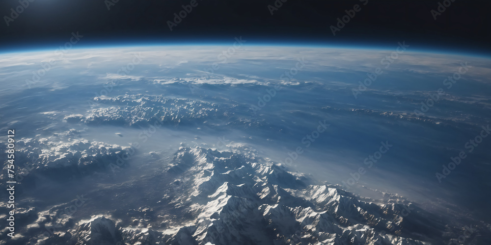 Realistic Earth From Space Close Up Atmosphere Himalayas Alps and Andes ...