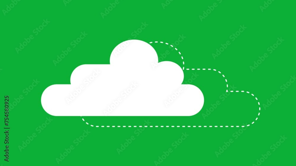 Two Moving Clouds Animated Cartoon Clouds Looped Isolated on Green ...