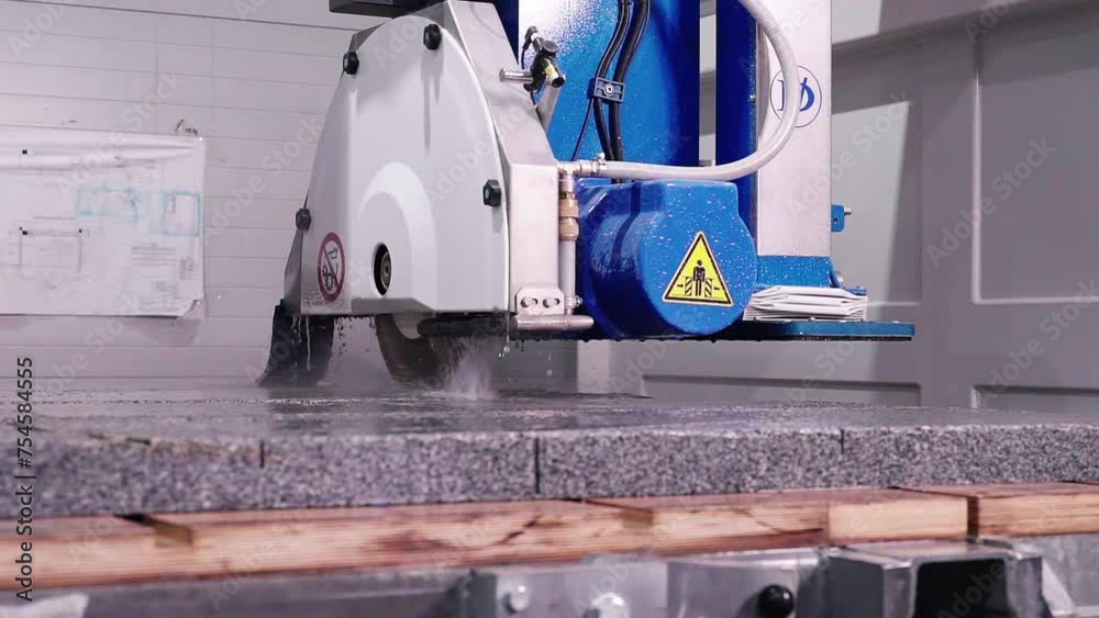 Saw Cuts Granite Stone To Produce Construction Materials. Industrial ...