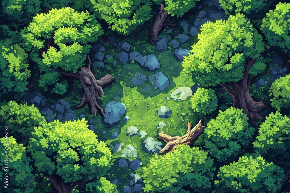 pixel map forest in the game. Pixelated forest for game map. pixelated ...