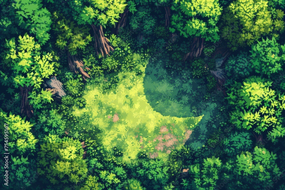 pixel map forest in the game. Pixelated forest for game map. pixelated ...