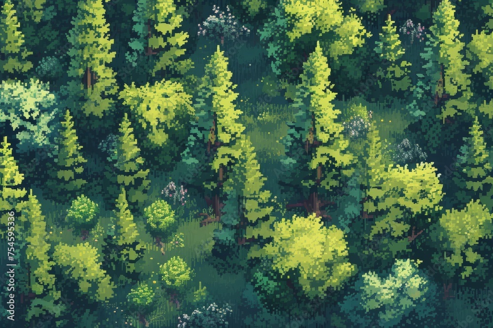 pixel map forest in the game. Pixelated forest for game map. pixelated ...
