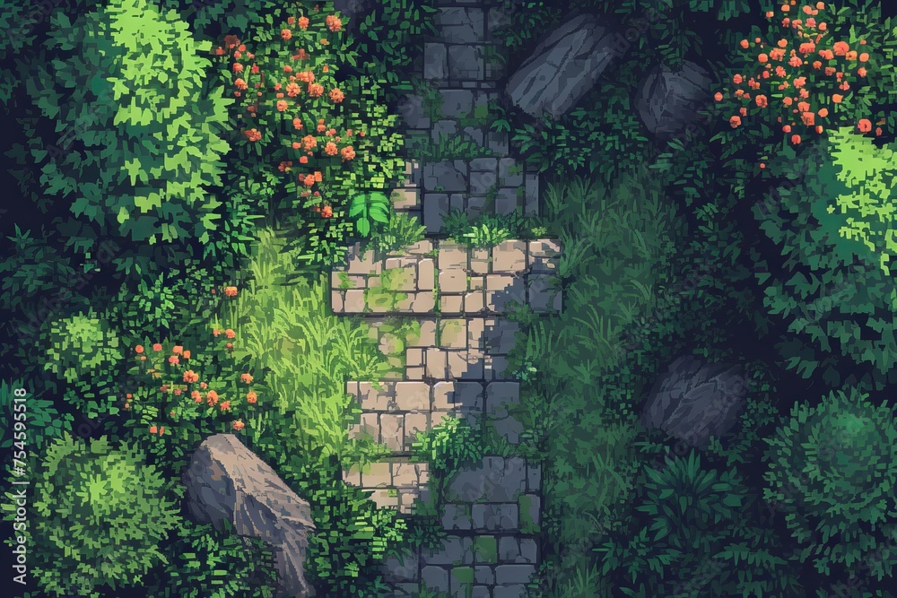 pixel map forest in the game. Pixelated forest for game map. pixelated ...