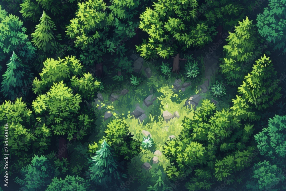 pixel map forest in the game. Pixelated forest for game map. pixelated ...