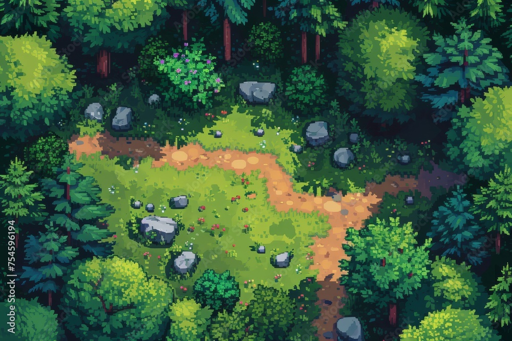 pixel map forest in the game. Pixelated forest for game map. pixelated ...