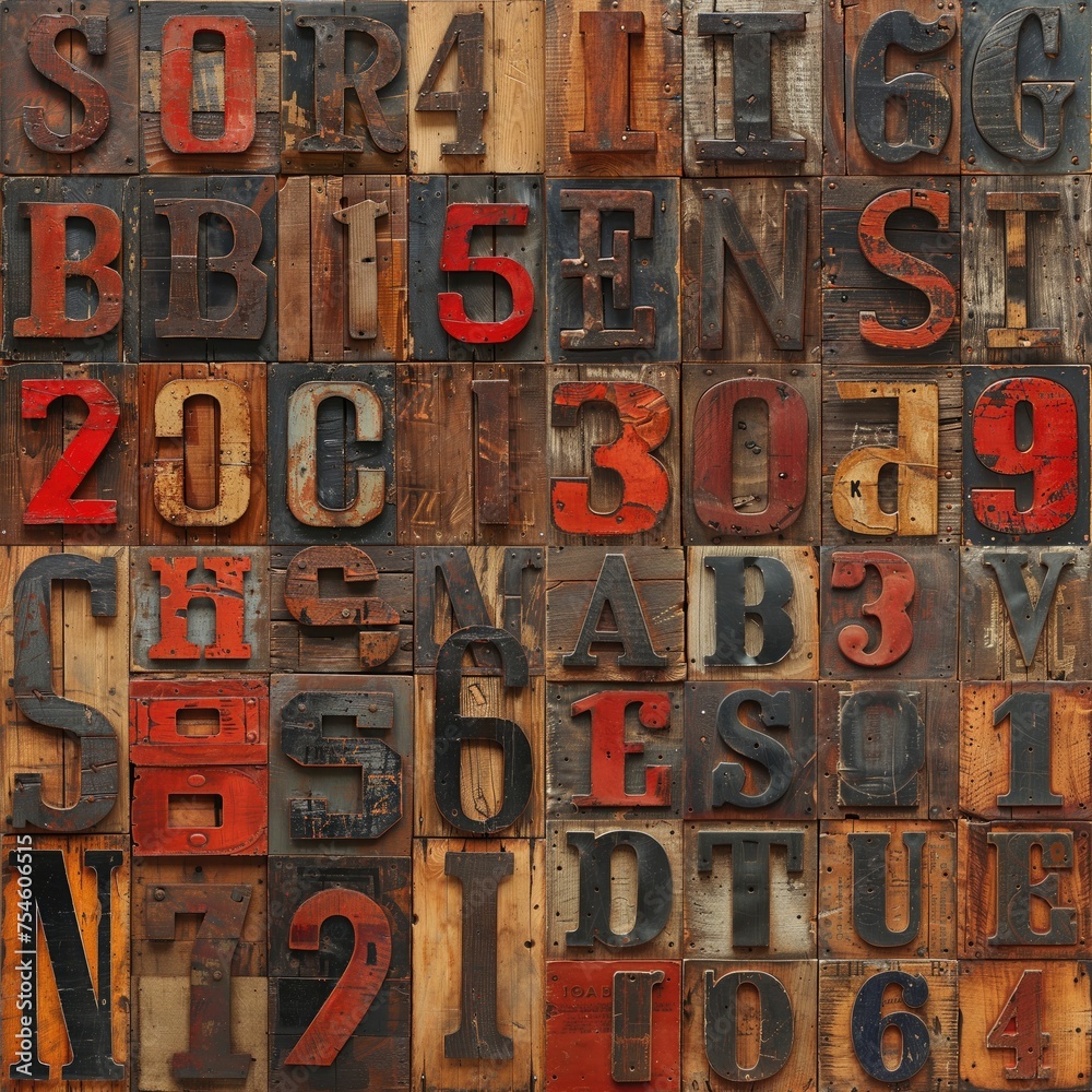 Retro wooden typeset letters for a printing press Stock Photo | Adobe Stock