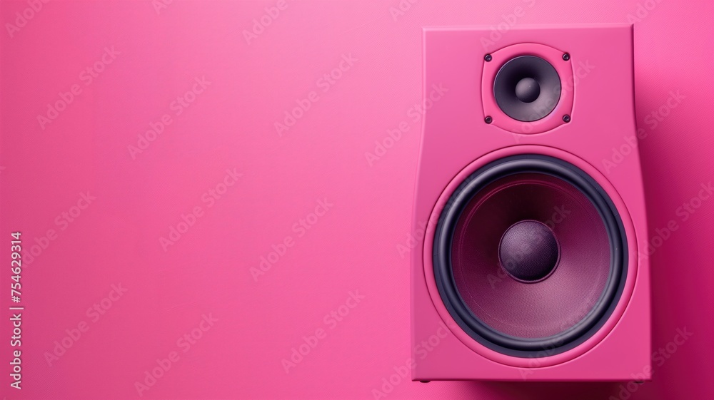 A bold pink speaker stands out against a vibrant pink backdrop ...