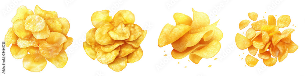 Potato crisps cartoon anime style, cute clipart, isolated on white ...