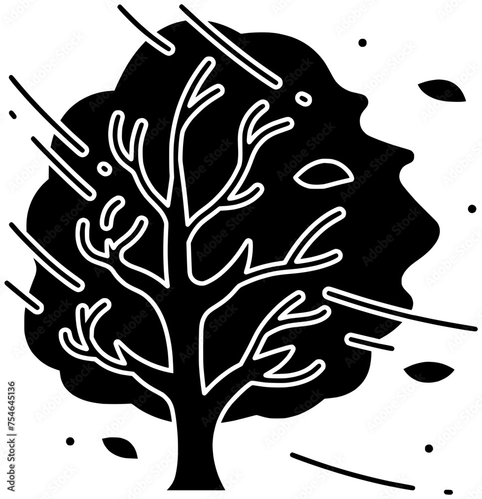 damage illustration trunk silhouette storm logo windy icon tornado ...