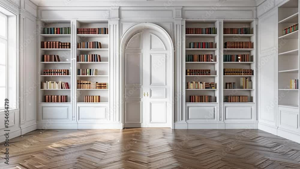 elegant white modern bookcase in mini library at home. built in ...