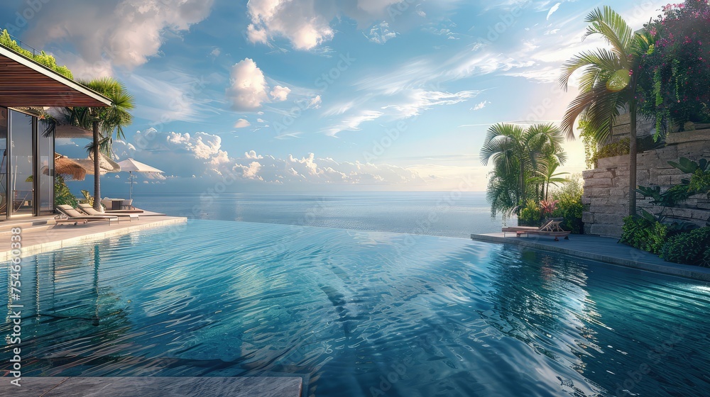 luxurious seaside resorts with infinity pools, private cabanas, and panoramic ocean views ...