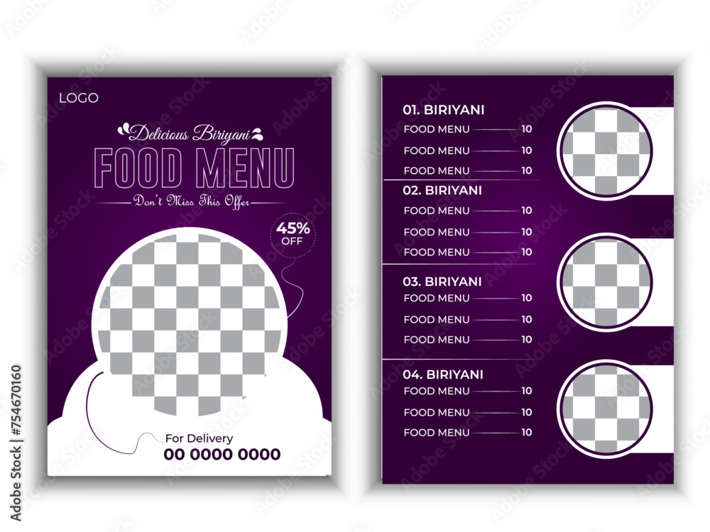 Modern Restaurant special food menu template design. Hand drawn food ...