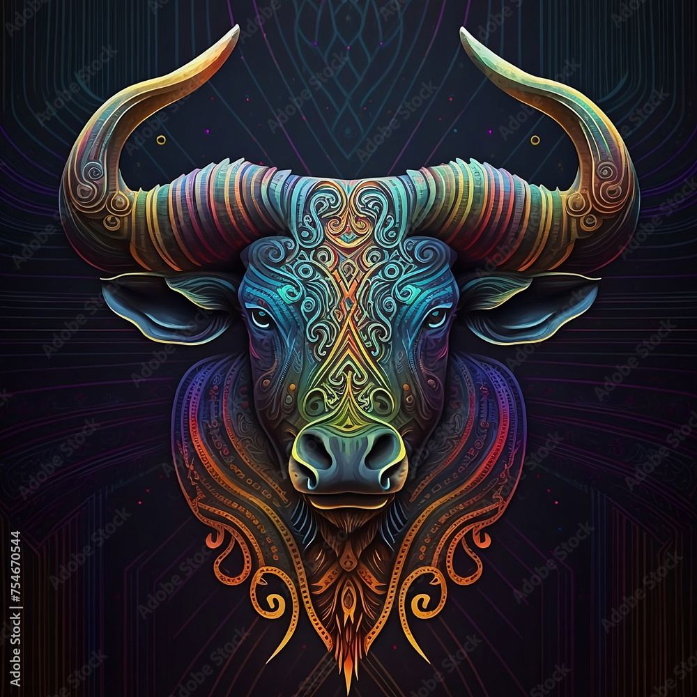 Bull illustration in symmetry celtic art. Element design. Celtic art of ...