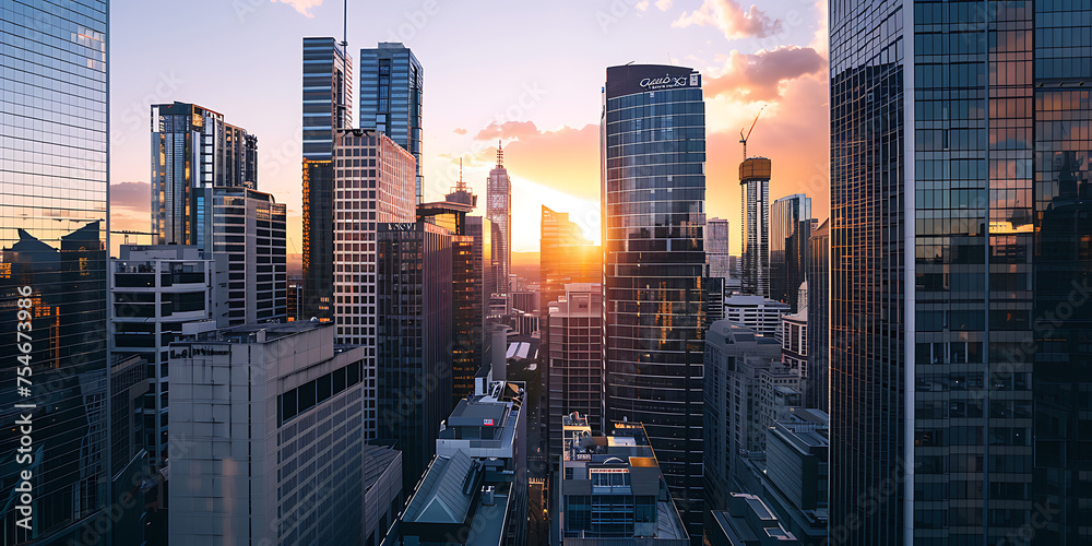 Skyline deslumbrante A cidade moderna com arranhacéus imponentes em ...
