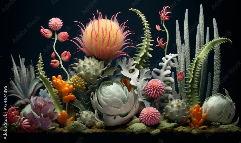 Cactus striking digital artwork depicts a vibrant and imaginative ...