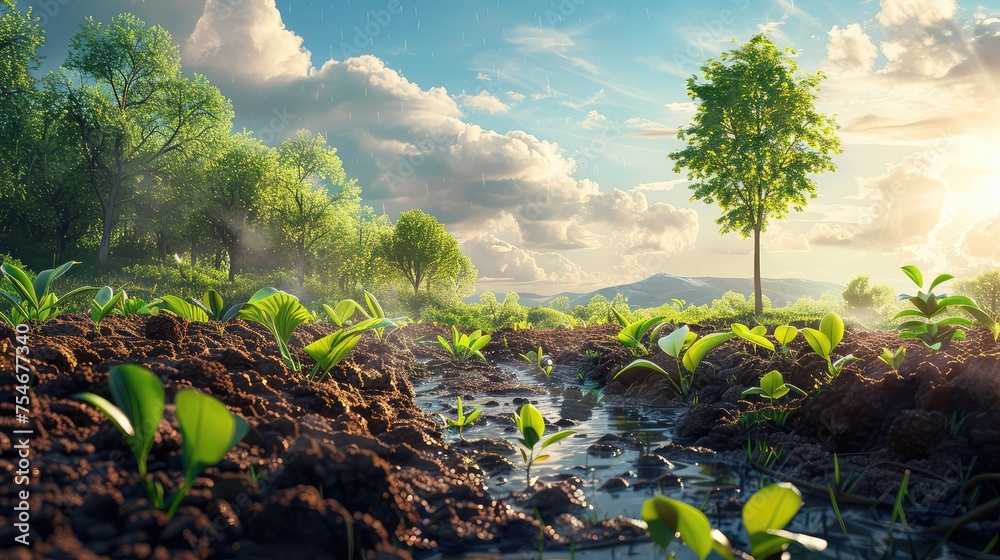 Depict the cycle of giving back to the earth through sustainable ...