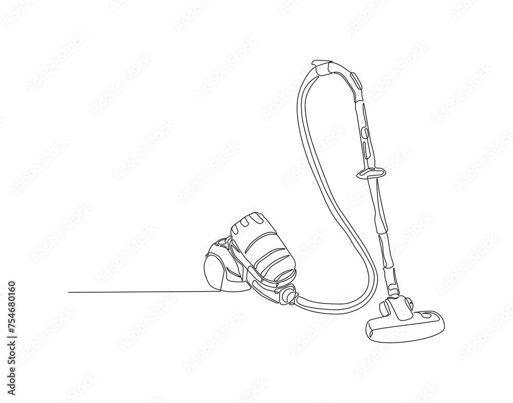 Continuous Line Drawing Of Electric Vacuum Cleaner Machine. One Line Of ...