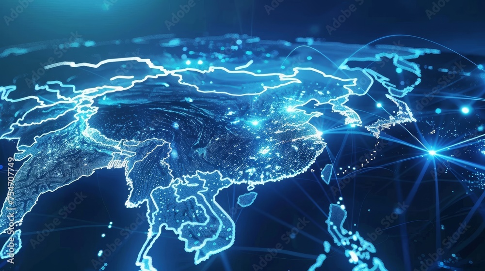 Digital map of China, concept of global network and connectivity. Stock ...