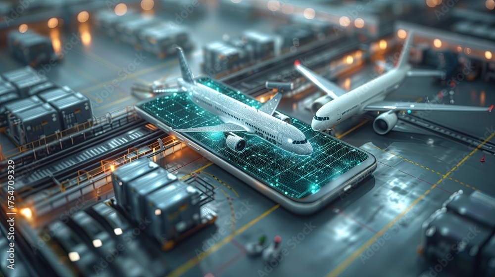 Airplane transportation around the world Airport cargo logistics box ...