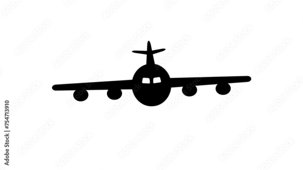 Airplane flying simple animation. flying commercial aircraft on white ...