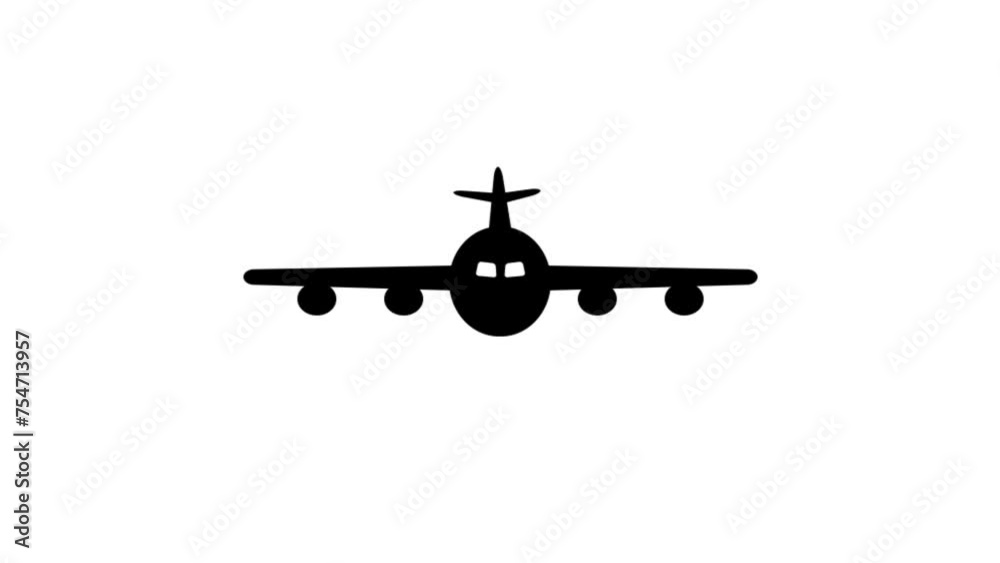 Airplane flying simple animation. flying commercial aircraft on white ...
