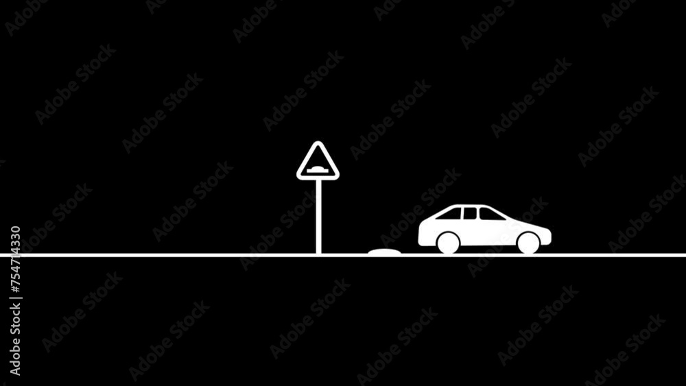 Traffic signal speed breaker sign animation. Speed breaker road sign ...