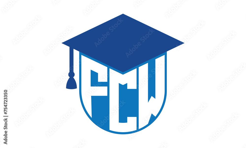 FCW initial letter academic logo design vector template. school college ...