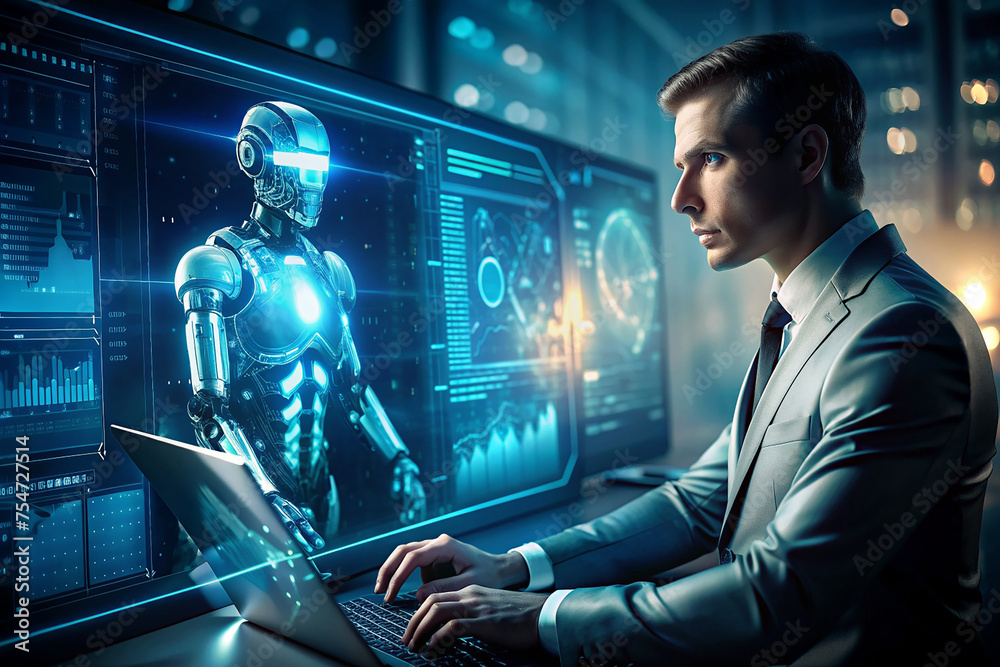 Ai technology, Artificial Intelligence. man using technology smart ...