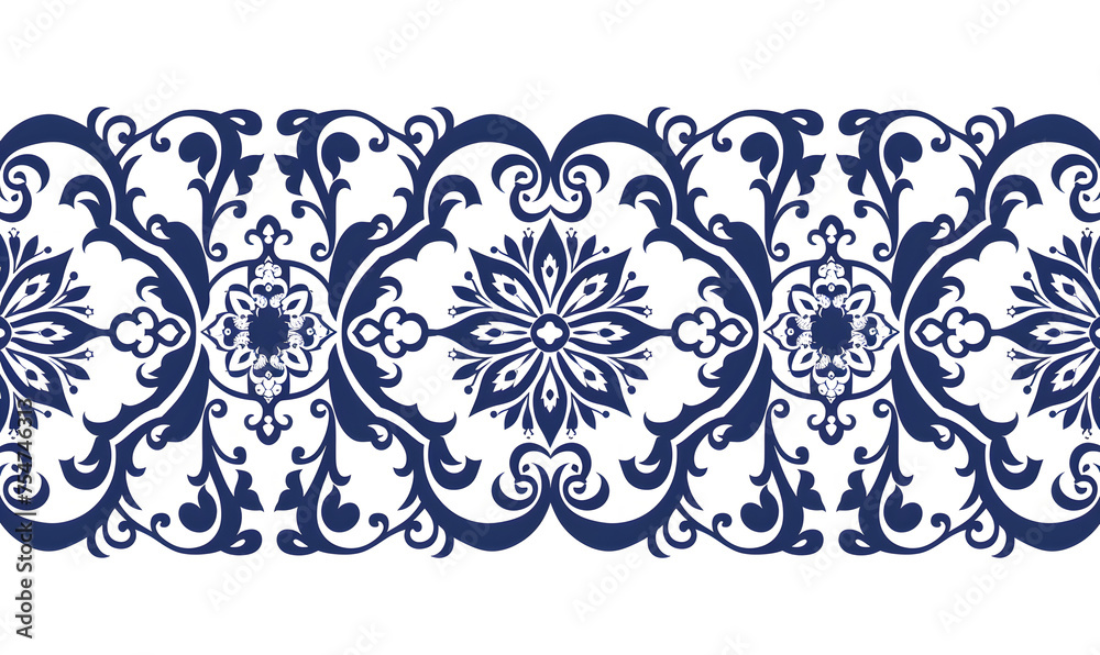 islamic navy blue ornament frame line vector design with curved pattern ...