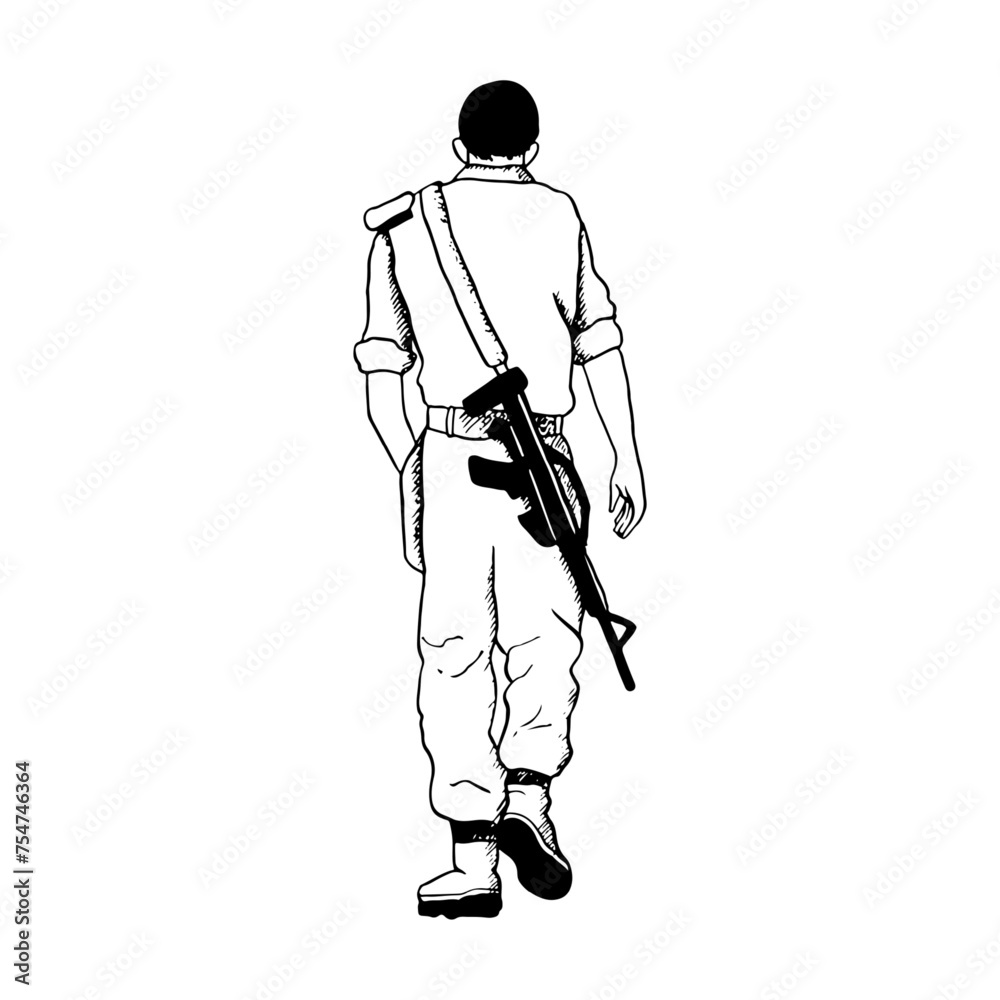 Vector walking soldier of Israeli IDF military forces with M16 assault ...