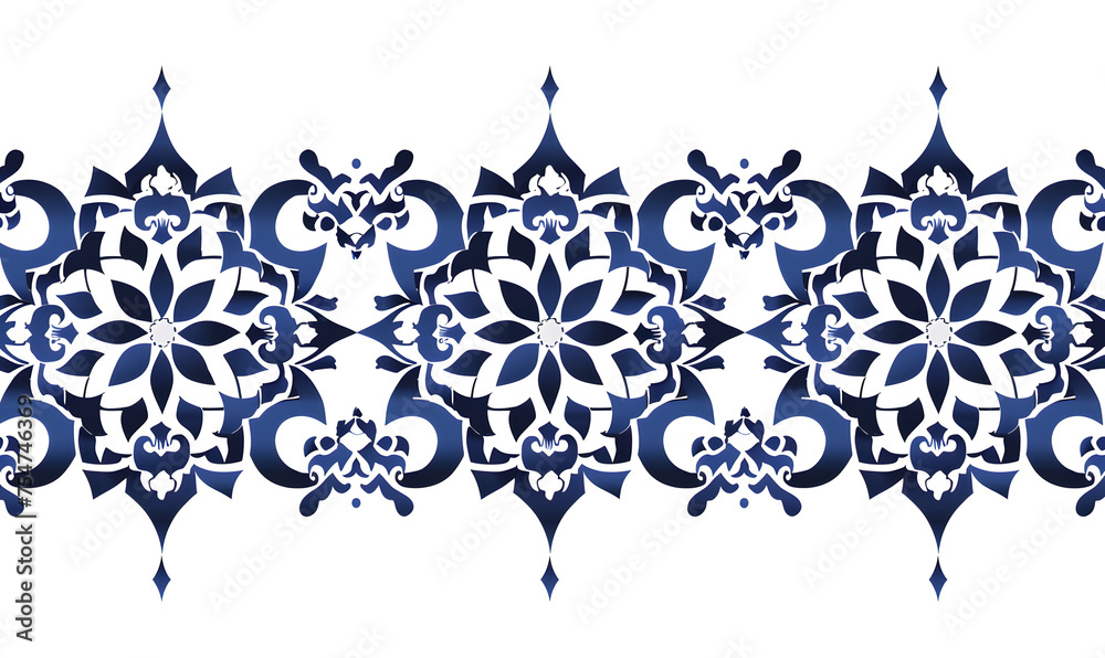 islamic navy blue ornament frame line vector design with curved pattern ...