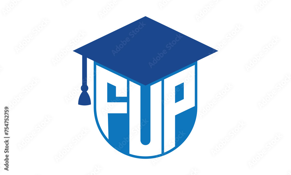 FUP initial letter academic logo design vector template. school college ...