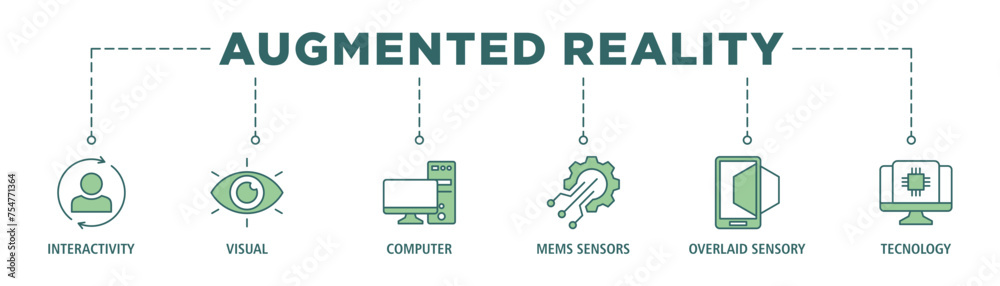 Augmented reality banner web icon set vector illustration concept with ...