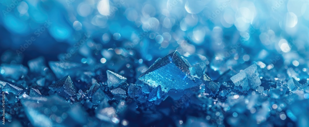 Detailed view of aerogel particles, highlighting their blue hue and ...