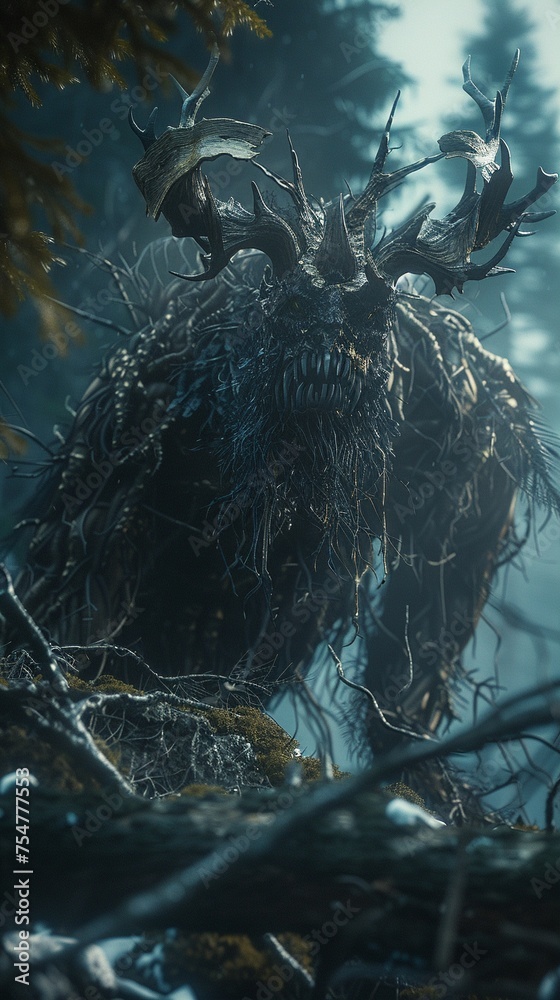 2D Illustrate of Explore the folklore surrounding the Wendigo in Native ...