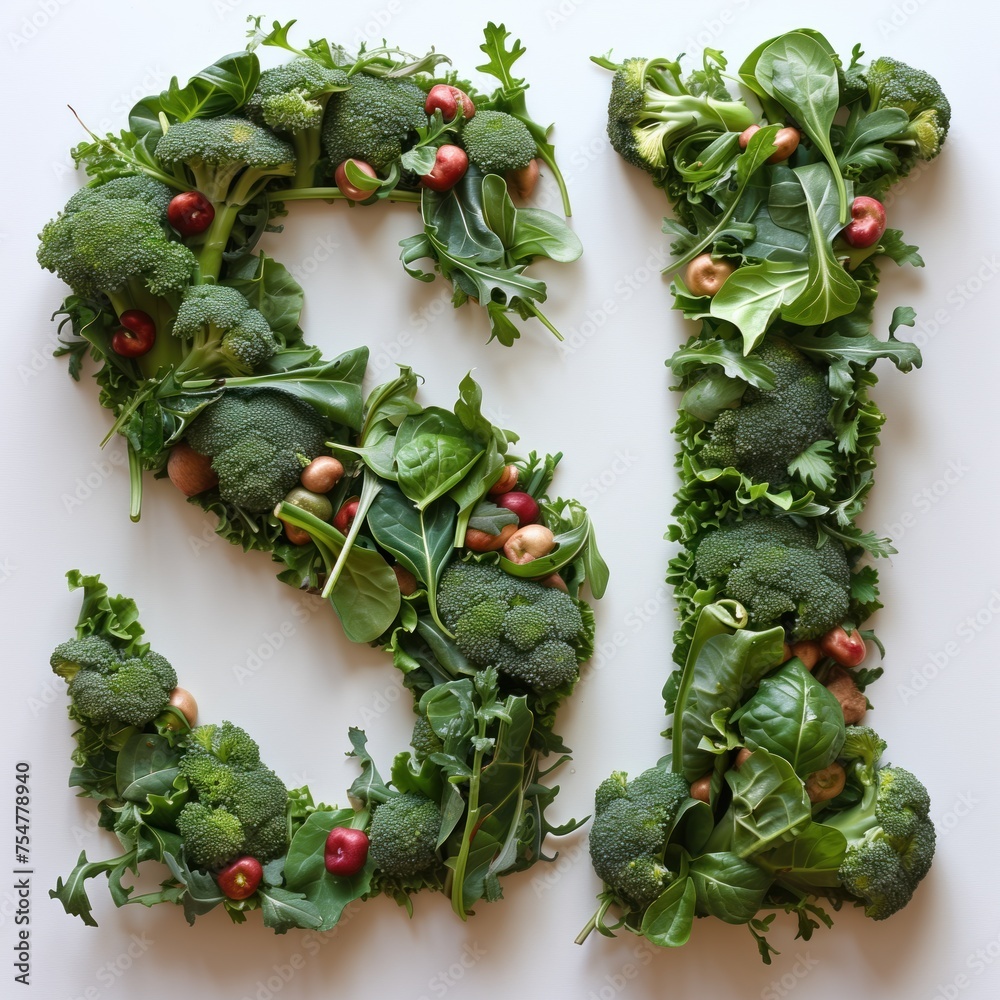 Foto de Texto Brocculi ¡SÍ! La palabra SÍ ensamblada a partir del ...