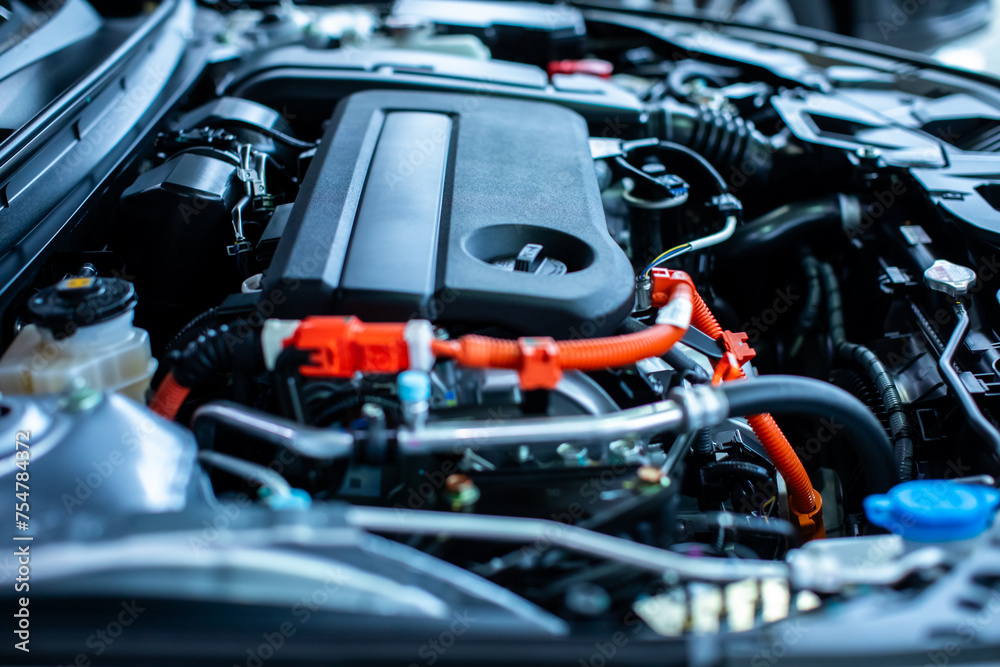 Selective focus to hybrid automotive industry part of modern new car ...