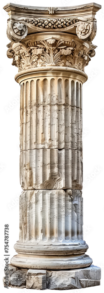 Classical Ionic column with intricate acanthus leaves transparent ...