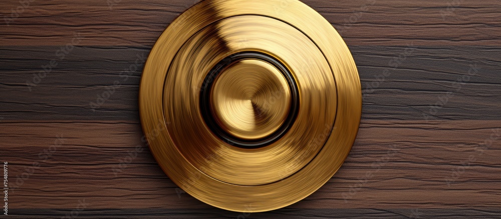 This close-up shot showcases a door handle mounted on a wooden door ...