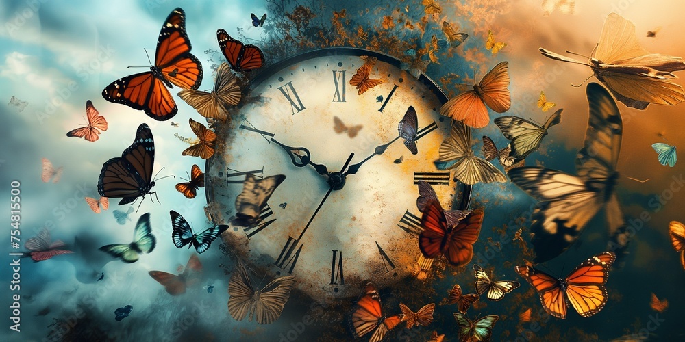 The time is shown on a straightforward clock face using a small color ...