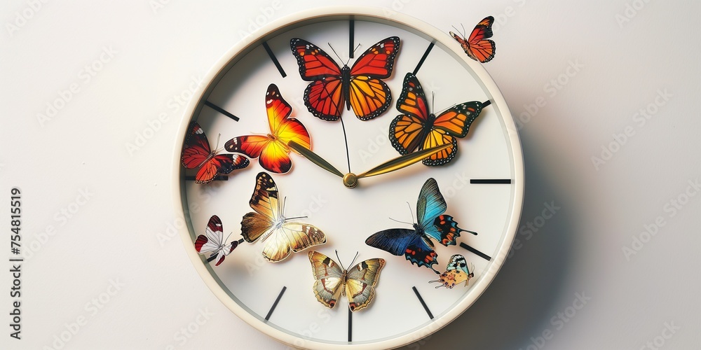 The time is shown on a straightforward clock face using a small color ...