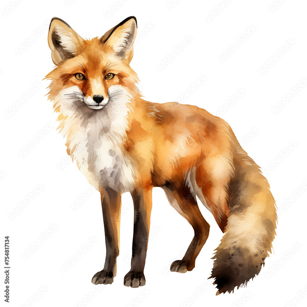 red fox full body clipart, isolated on a transparent background ...
