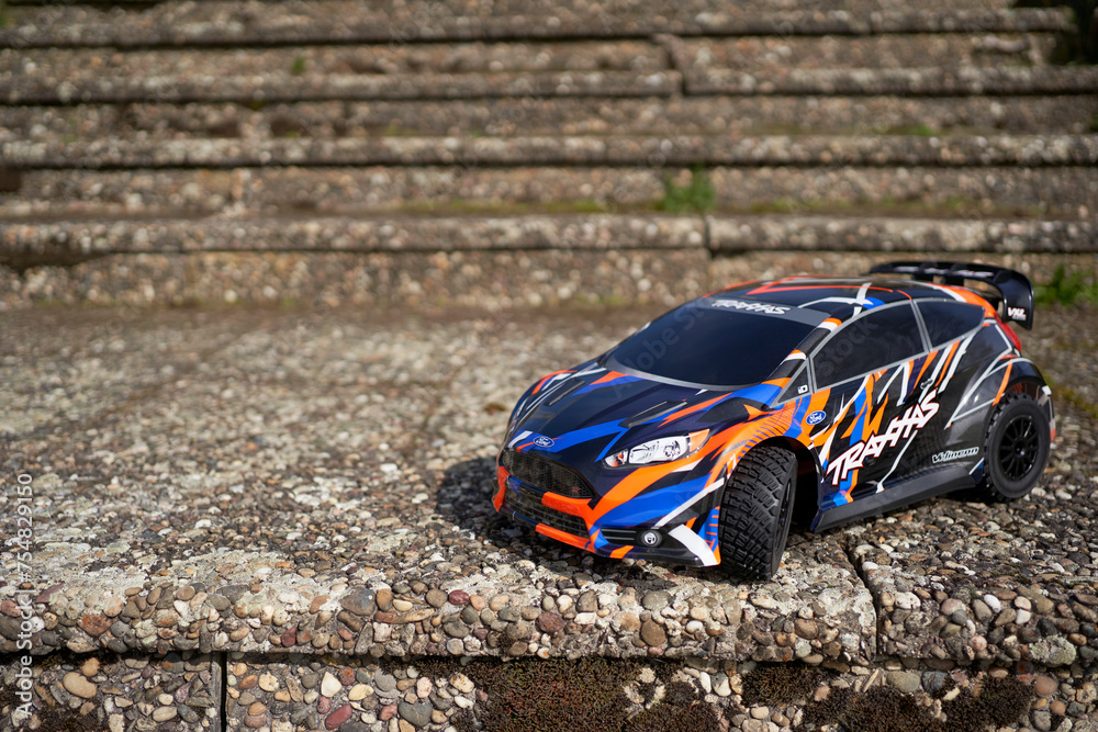 Ford fiesta rc rally car. The new Traxxas 4x4. Toy offroad vehicle on ...