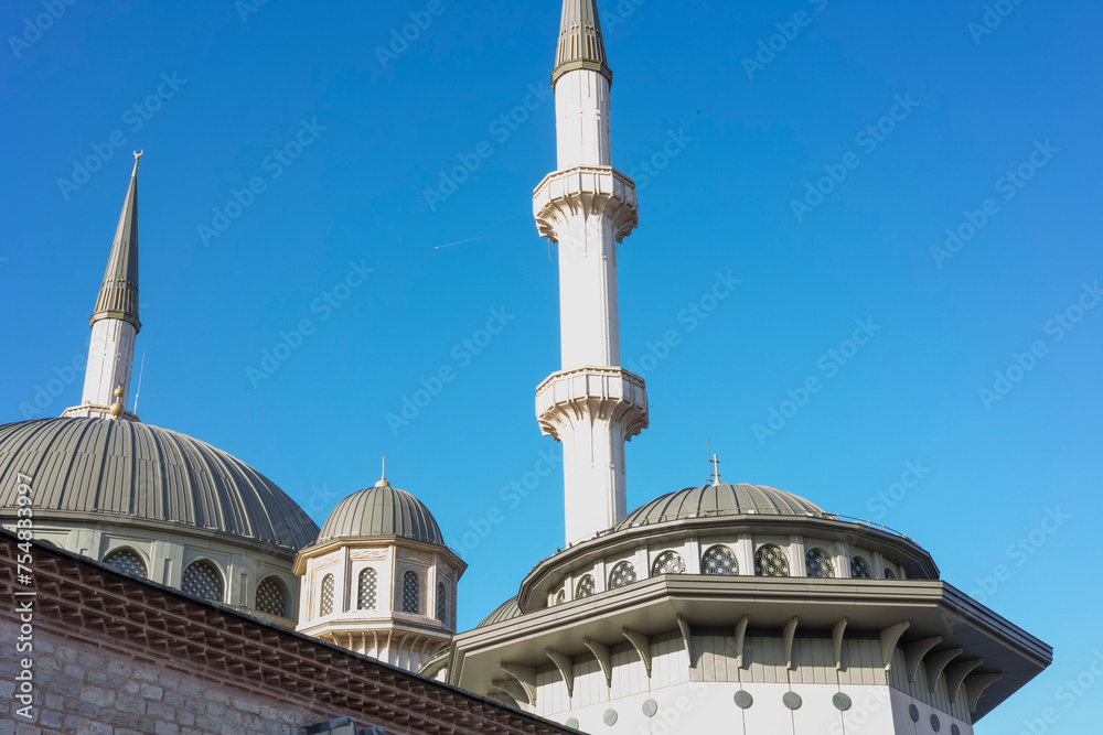 Taksim Square, Istanbul, Turkey. Monuments, mosques, trams and pigeons ...